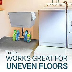 JS Jackson Supplies Tehila Grey Wall-Mounted Utility Sink Tub Kit, Wall-Mounted Utility Tub with Wall Bracket, Floating Utility Sink for Laundry Room, Garage, Workshop, and More