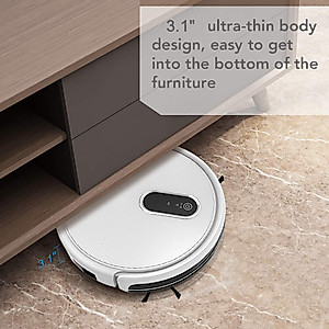 Robotic Vacuum Cleaner, Floor Robot Vacuum, Strong Suction, Super Thin and Quiet, Robot Vacuum Mapping, Cleans Pet Fur, Hard Floor to Carpet (White)