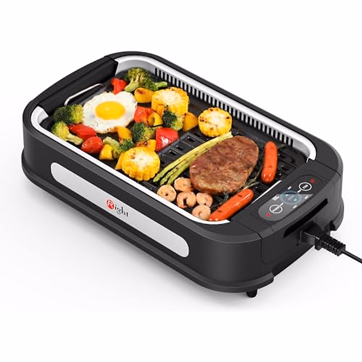 Indoor Grill, Smokeless Indoor Electric Grill & Griddle with Turbo Smoke Extractor Technology, Non-stick Cooking Surfaces, Tempered Glass Lid, 1500W Quick Heating, Great for Party