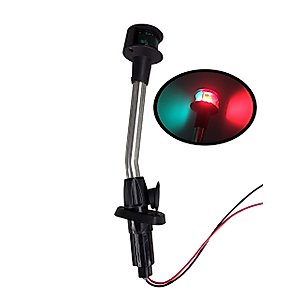 Pactrade Marine Bow Lights for Boats - Incandescent 12-Inch Red and Green Boat Bow Light with Removable Base (Angled Pole) | Boat Navigation Lights for Kayak Fishing Boat Small Boat | 1 NM Visibility