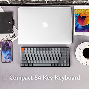 Keychron K2 75% Layout Bluetooth Mechanical Keyboard with Gateron G Pro Red Switch/White LED Backlit/Anti Ghosting/N-Key Rollover/Compact 84 Key USB C Wired Computer Keyboard for Mac Windows-Version 2