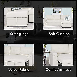 Naomi Home Reversible Sleeper Sectional Sofa Storage Chaise - White, Air Leather White/Air Leather