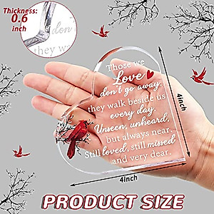 Memorial Gifts for Loss of Father Mother Sympathy Gifts Red Cardinal Memorial Bereavement Acrylic Heart Condolence Gifts in Memory of Loss of Loved One for Table Centerpieces Remembrance (4 x 4 Inch)