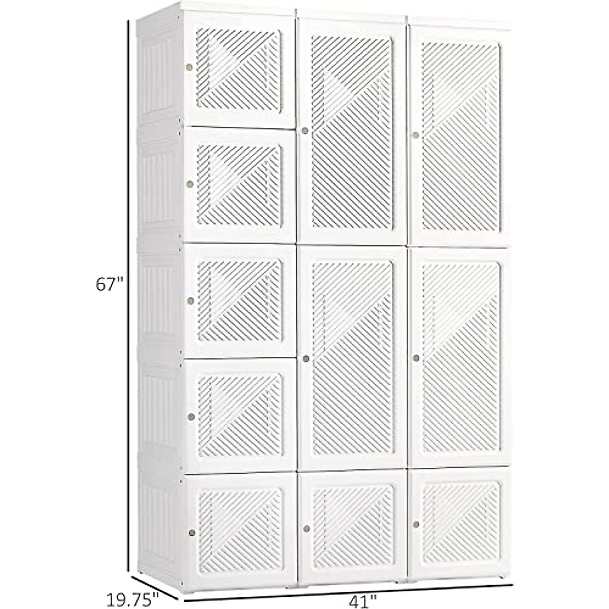 Tinure Portable Cube Wardrobe, Foldable Wardrobe Closet Clothes Organiser, 6/8/10/12/15 Storage Cubes, Magnet Doors, Odorless Material, Stable Structure, Easy Assemble，White (W15-D11-H2)