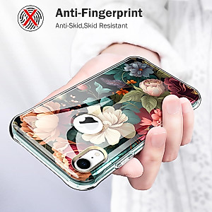 Turquiase Cute Flower Case for iPhone XR 6.1 inch Built with Screen Protector, Lightweight and Stylish Full Body Shockproof Protective Rugged TPU Case for Women/Girls