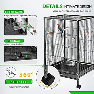 VIVOHOME 54 Inch Wrought Iron Large Bird Cage with Rolling Stand with 30 Inch Height Wrought Iron Bird Cage with Rolling Stand
