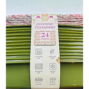 Core Essentials Food Storage Containers, 33.8 oz/1 L, Set of 24 Pieces (MUSHROOMS)