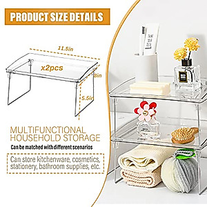 2 Tier Bathroom Countertop Organizer, Folding Stackable Clear Counter Standing Rack Cosmetic Holder Bathroom Counter Shelf Bathroom Trays for Counter Vanity Organizers and Storage Countertop Organizer