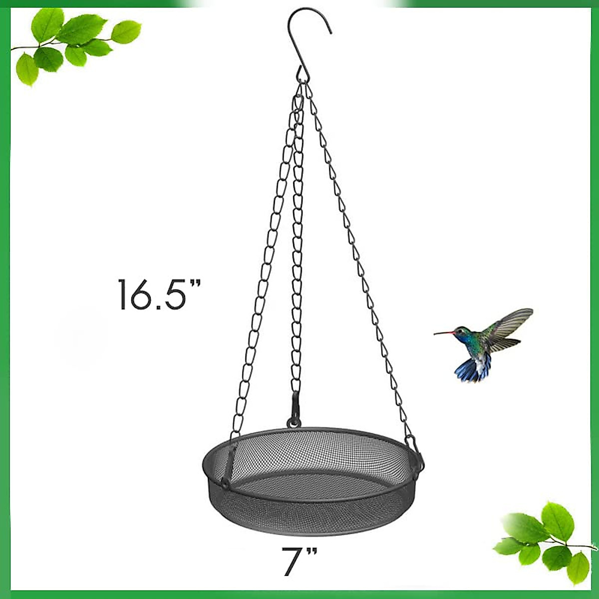 FLINTER Hanging Bird Feeder, Bird Feeder Hanging for Garden Yard Outside Hanging Bird Feeder Tray - Metal Mesh Platform Feeders for Birds Outside Outdoors Hanging for Attracting Birds - Genuine