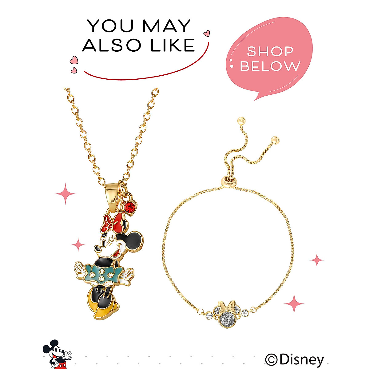 Disney Mickey Mouse and Minnie Mouse Mismatched Stud Earrings for Girls, Silver Plated, Officially Licensed