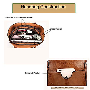 Women’s Tote Organizer Top Handle Satchel Handbags Shoulder Bag Tote Purse Crossbody Bag (Brown)