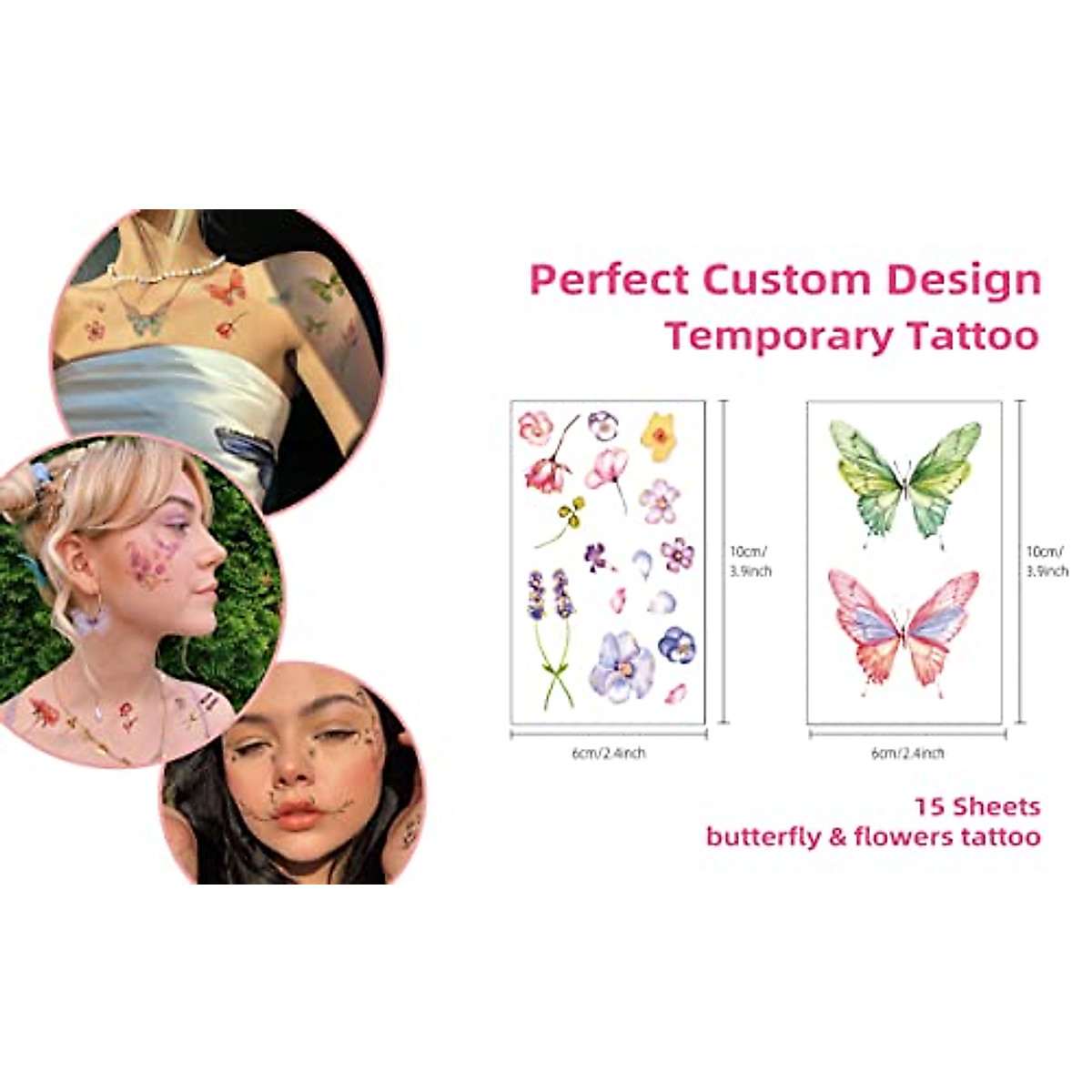 DIVAWOO 32 Sheets Face Temporary Tattoo, 20 sheets Glitter Metallic Freckle Tattoos, 12 PCS Butterflies Fake Tattoos Stickers for Festival Makeup Rave Accessories