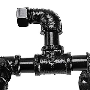 Sumnacon Heavy Duty Industrial Pipe Coat Hook Rack - Rustic Metal Clothes Holder Hanger with Hardware, Wall Mounted Iron Bath Grab Bar for Home, Office, Electroplated Black Finish