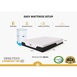DynastyMattress Queen Mattress CoolBreeze 12 Inch Essential Gel Infused Memory Foam Bed Medium Firm Queen Size 60x80 (USA Made)
