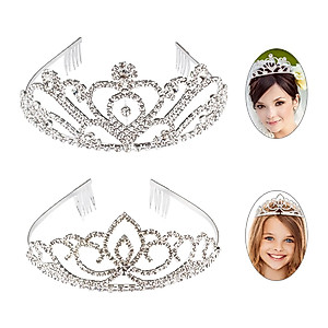 Exacoo Pack of 2 Rhinestone Tiara Crown Exquisite Headband Comb Pin Wedding Bridal Birthday Tiaras