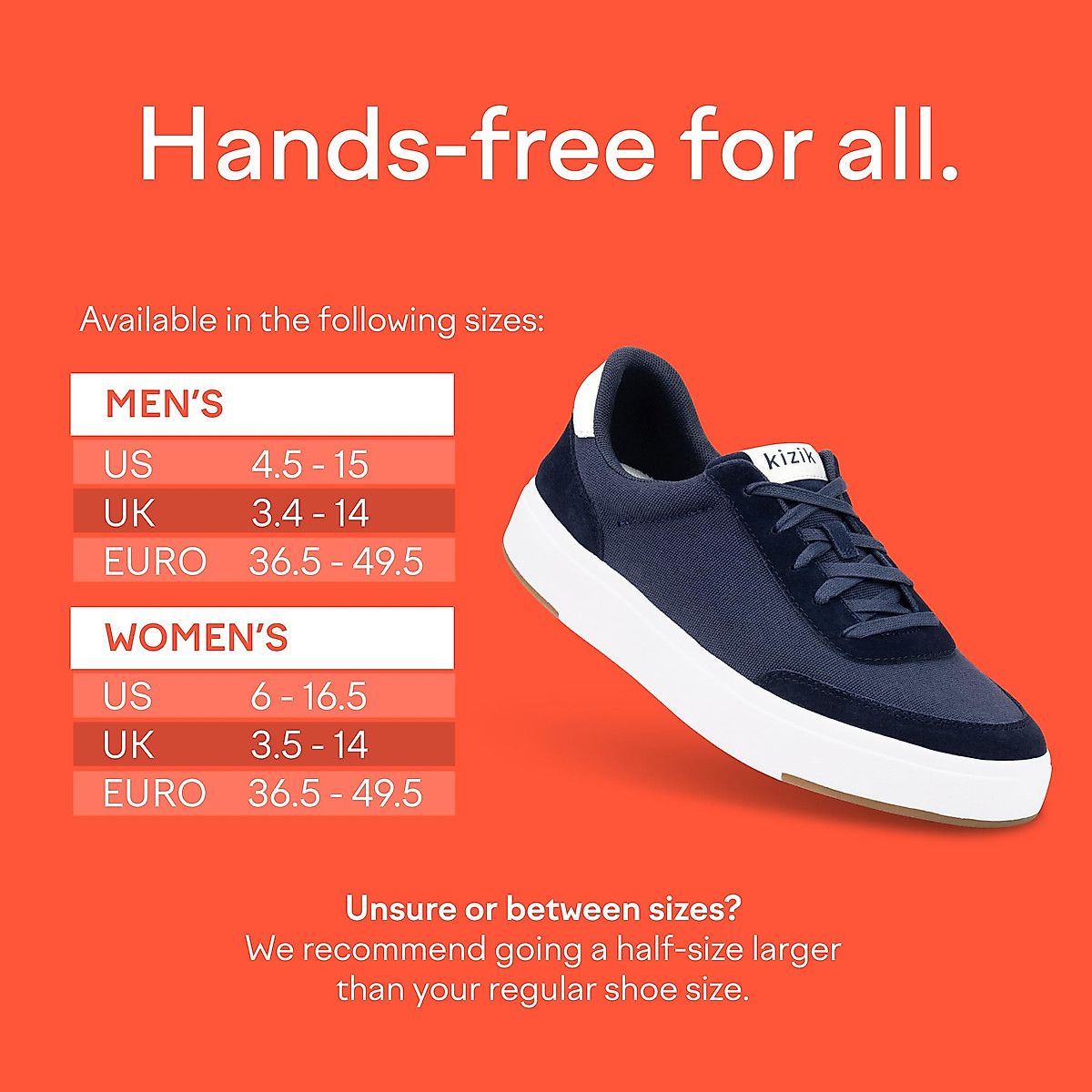 Kizik Prague Hands Free Mens or Womens Sneakers, Casual Slip On Shoes Women and Men Love, Comfortable for Walking, Work, and More, Women's and Men's Fashion for Any Occasion - Dusk Blue, M10 / W11.5