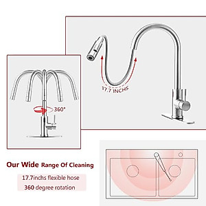 Spring Touchless Kitchen Faucet with Pull Down Sprayer, Stainless Steel Commercial High Arc Flow Motion Sensor Activated Kitchen Faucets, Smart Hands Free Faucet for Kitchen Sink (Nickel)