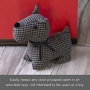 Elements 4.72x9.06x7.87 Inch Gray and Black Dog Weighted Fabric Door Stopper