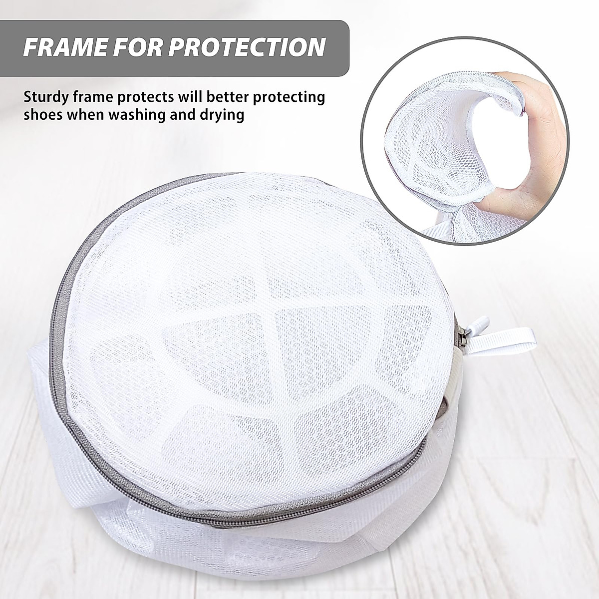 Shoes Washing Bags,Sneaker Mesh Washing Bag,Shoe Cleaning Laundry Bag,Gray Zipper,Large Size,Slipper and So on