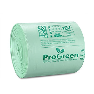 ProGreen Compostable Trash Bags, Extra Thick, Compost Kitchen Bin Bags, Food Scraps Yard Waste Bags, ASTM D6400 BPI and TÜV AUSTRIA Certified (6 Gallon, Pack of 30)