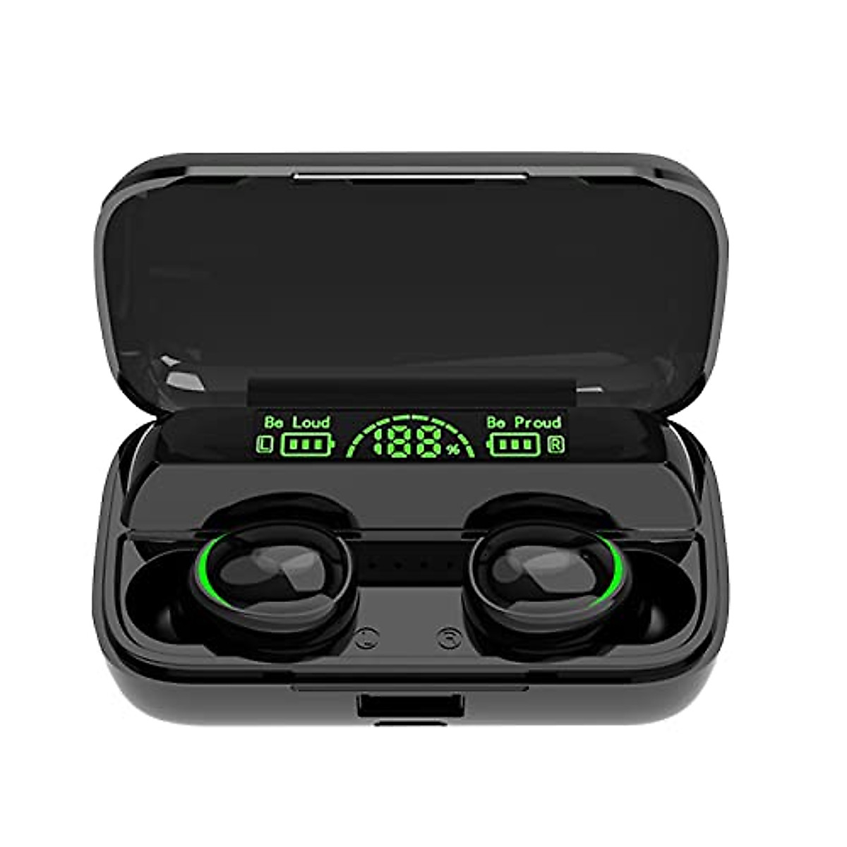 Wireless TWS Earbuds Earphones - Bluetooth 5.1 in-Ear Sports Headphones, IPX5 Waterproof, Finger Control, LED Digital Display Headset with Microphone & Charging Case