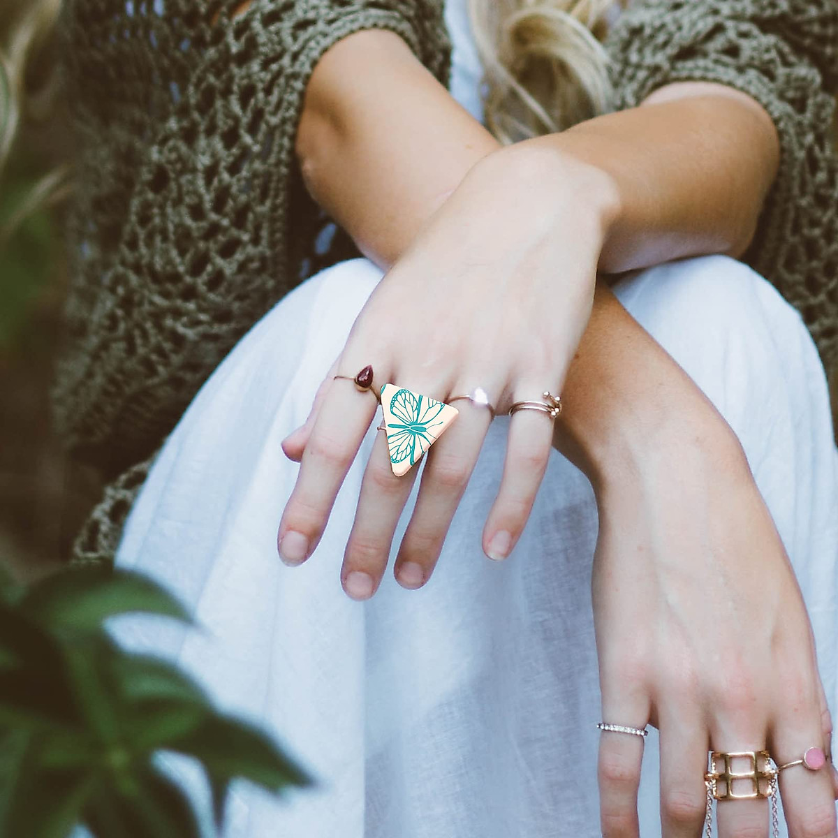 OLYCRAFT 4x5 Inch Silk Screen for Polymer Clay Dragonfly Butterfly Clay Stencils Reusable Silk Screen Stencils Non-Adhesive Transfer Stencils Mesh Stencil for Polymer Clay Jewelry Making