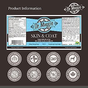 Dr. Maggie Skin and Coat | Omega 3 Supplement with Fish Oil, Flax, and Olive Oil | 480 ml