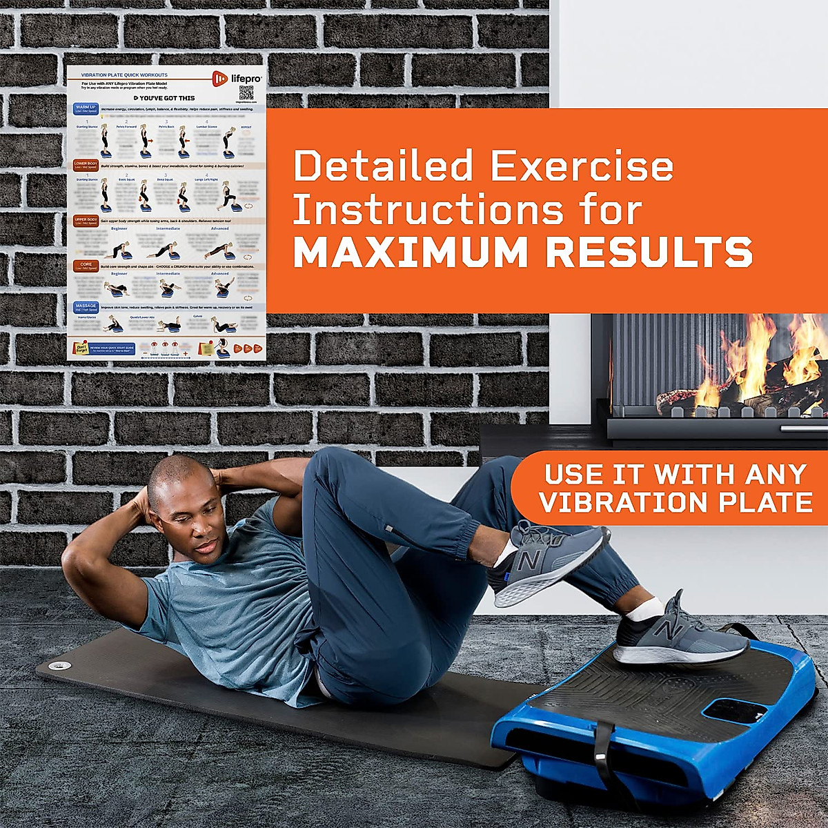 LifePro Whole Body Vibration Plate Workout Laminated Poster - Comprehensive Exercise Poster for Vibration Plate with Training Suggestions & Detailed Instructions Workout Chart