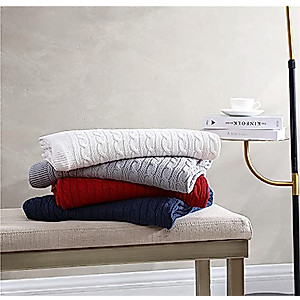 The Nesting Company – Oak 100% Cotton Cable Knit 50" x 70" Throw Blanket (Gray)