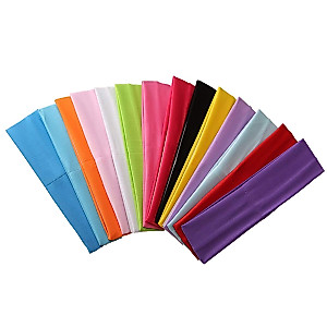 Zapire 14pcs Mixed Colors Yoga Sports Headbands for Women - Soft Elastic Stretch Girls Athletic Headbands