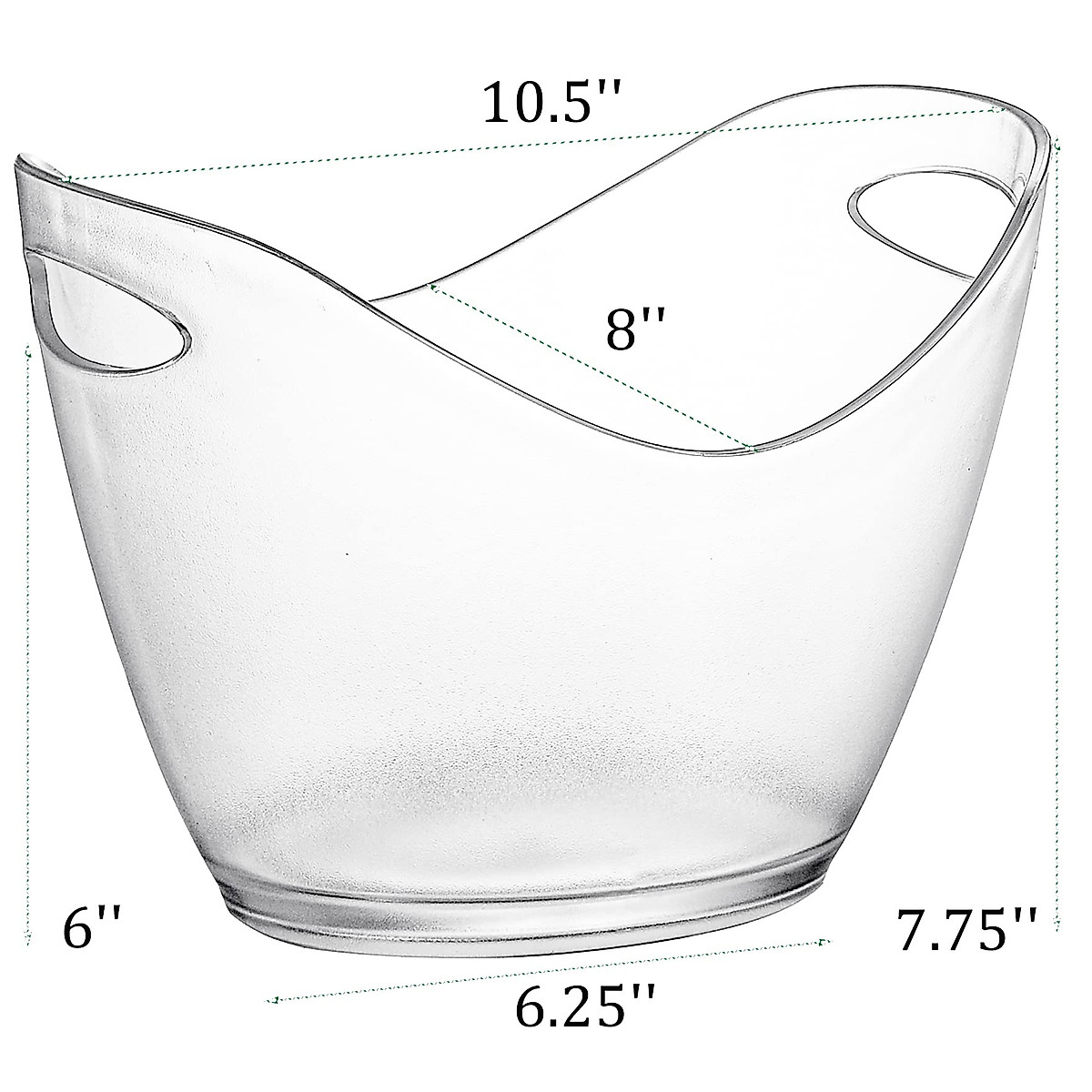 Yesland Ice Bucket Frosted Plastic 3.5 Liter Storage Tub - Perfect for Wine, Champagne or Beer Bottles