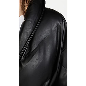 [BLANKNYC] womens Black Vegan Leather Puffer Belted Jacket, The Love Doctor, Small US
