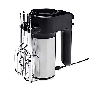 Amazon Basics 6-Speed Electric Hand Mixer with Dough Hooks, Beaters and Turbo Button