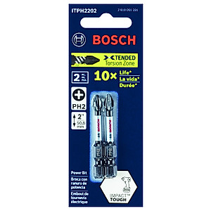 BOSCH ITPH22B 10-Pack 2 In. Phillips #2 Impact Tough Screwdriving Power Bits