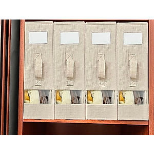 DYNAIZER Linen Closet Organizers and Storage for Bedding Storage, Folding Sheet Storage Organizer with Visible Window - Bedsheet Organizers for Blanket, Bedsheet, Duvet Cover, Pillowcases (Beige)