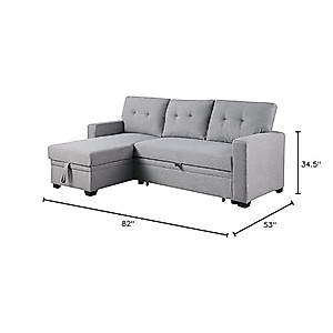YOPTO L-Shape Sleeper Sectional Sofa-Abolished, 82 x 53 x 34.5 in, Dark Gray