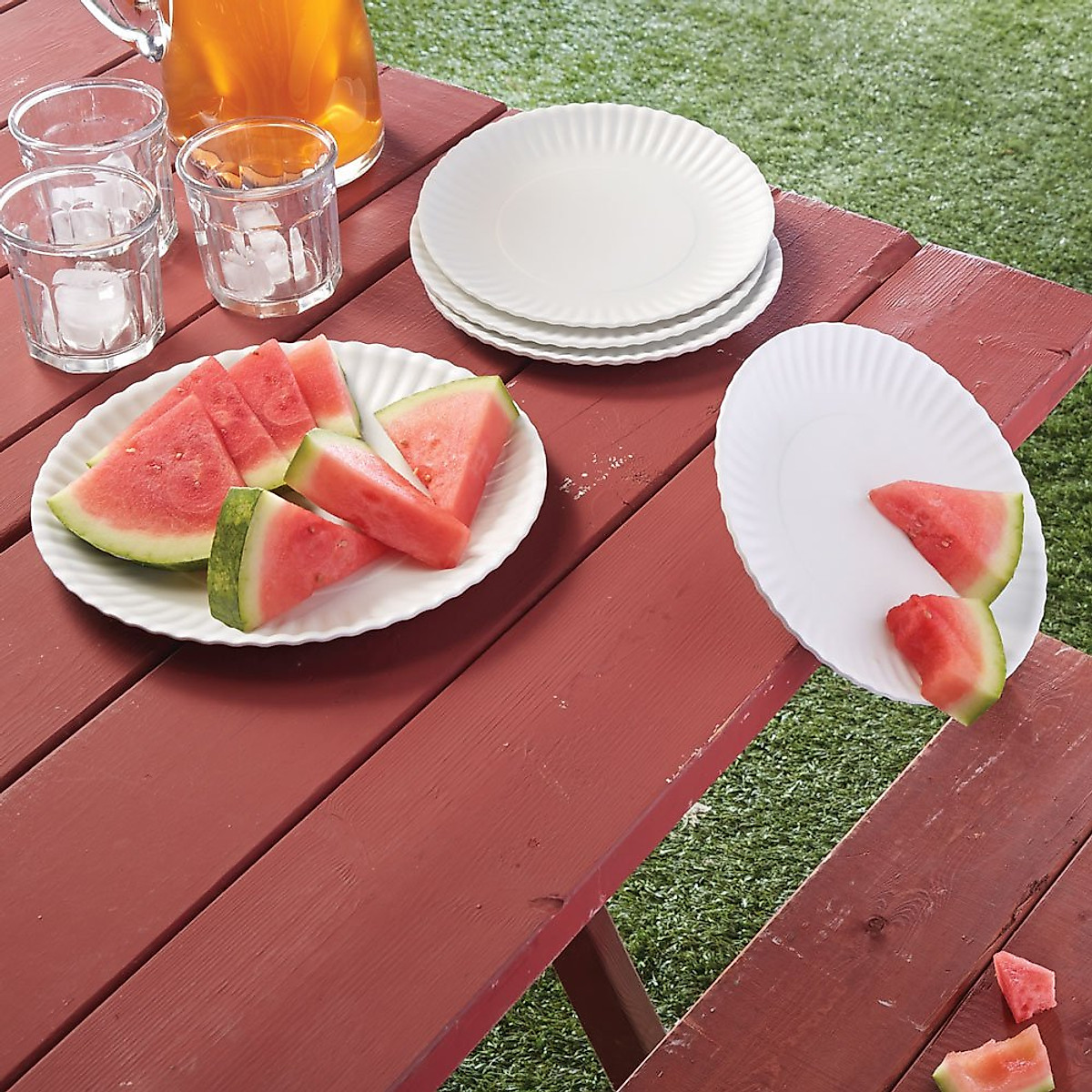 180 Degrees, 9 Inch Reusable Paper Dinner Plate, Melamine, Set of 4, White