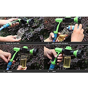 Hjkiopc Garden Hose Nozzle Adjustable Hose Spray Nozzle High Pressure 8 Watering Pattern with 3.5Oz Soap Sprayer Power Garden Water Hose Foam Nozzle Sprayer for Car Washing Pet Shower