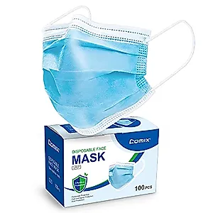 Comix Disposable Face-Masks with 3-Layer Adult Masks, L707 Pack of 100