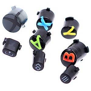 Deal4GO 8-Pack Plastic ABXY Button View Menu Share Keys Set Replacement for Xbox Series S & Xbox Series X Controller (Black) (XSSX-8PB)
