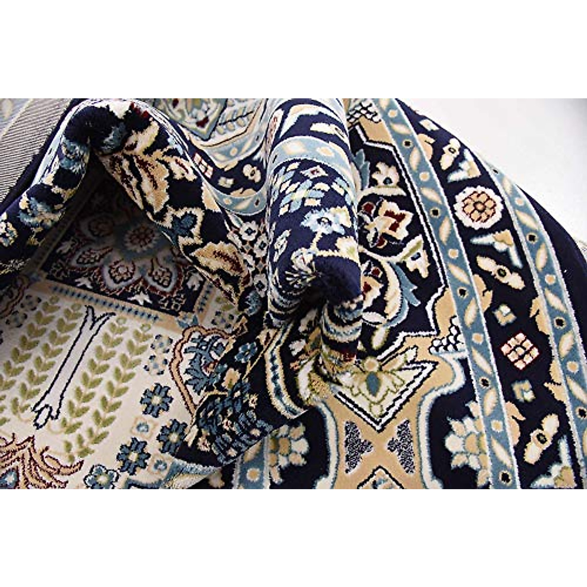 Unique Loom Narenj Collection Area Rug - Liverpool (10'Round, Navy Blue/ Beige)