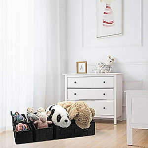 ELONG HOME Woven Basket, Handmade Small Storage Basket with Durable Metal Frame, Woven Storage Basket for Organizing, Set of 4, Black