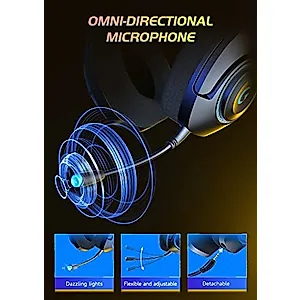 KAPEYDESI Wireless Gaming Headset, 2.4GHz USB Gaming Headphones for PC, PS4, PS5, Mac with Bluetooth 5.2, 40H Battery Life, Detachable Microphone, 3.5mm Wired Jack for Xbox Series (Black)