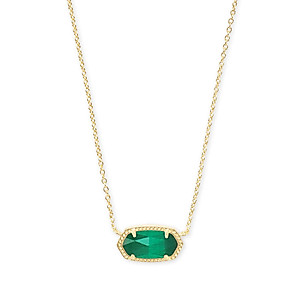 Kendra Scott Elisa Short Pendant Necklace for Women, Dainty Fashion Jewelry, 14k Gold-Plated Brass, Emerald Cat's Eye