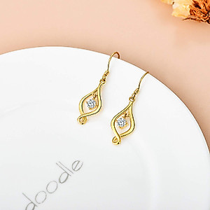 SISGEM 10K Solid Gold Infinity Drop Earrings for Women,Yellow Gold Moissanite Infinite Love Dangles Earrings Birthday Gifts for Wife Mom