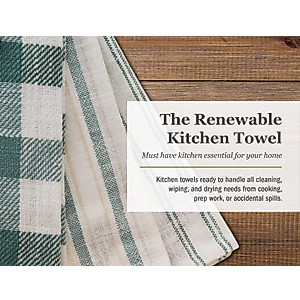 ASDJLK Cuisinart Oversized Kitchen Towels, Set of 3 - Slub Weave Cotton Fabric is Soft, Lightweight, & Quick Drying to Handle Cleaning, Wiping, & Drying Needs, 18 x 28 inches Dish Towels, Teal/Tan