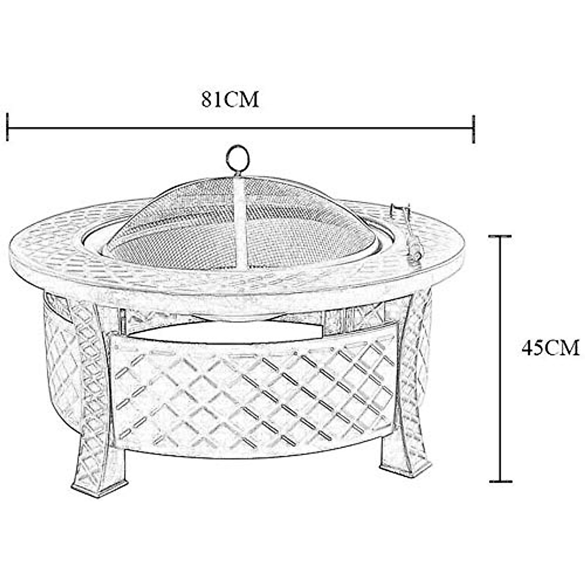 Garden Fire Pit Portable Grill Barbecue Rack Firepit Home Fire Pit - Large Bonfire Wood Burning Patio & Backyard Firepit for with Round Spark Screen with Cover BBQ Cooking for Camping Backyard