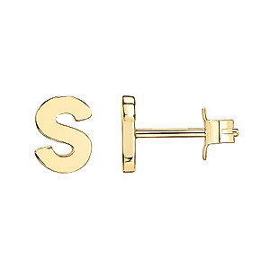 PAVOI 14K Yellow Gold Plated Sterling Silver Alphabet Letter Earrings | Initial Earrings | Letter S