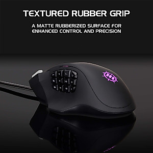 ENHANCE Theorem 2 MMO Mouse with 13 Programmable Side Buttons - RGB Gaming Mouse with 6 Customizable DPI Settings, 5 Gaming Profiles, Quick Fire Button, USB Ergonomic Wired Mouse - Black