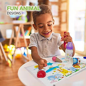 Safari Disposable Placemats for Table Top 60 Mats for Children Kids Toddlers Baby Perfect to use as Restaurants Place mats BPA Free Eco Friendly Sticks to Table Fun Designs Keep Neat Now!